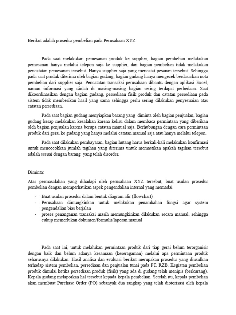 Prosedur Pembelian Pada Perusahaan XYZ | PDF