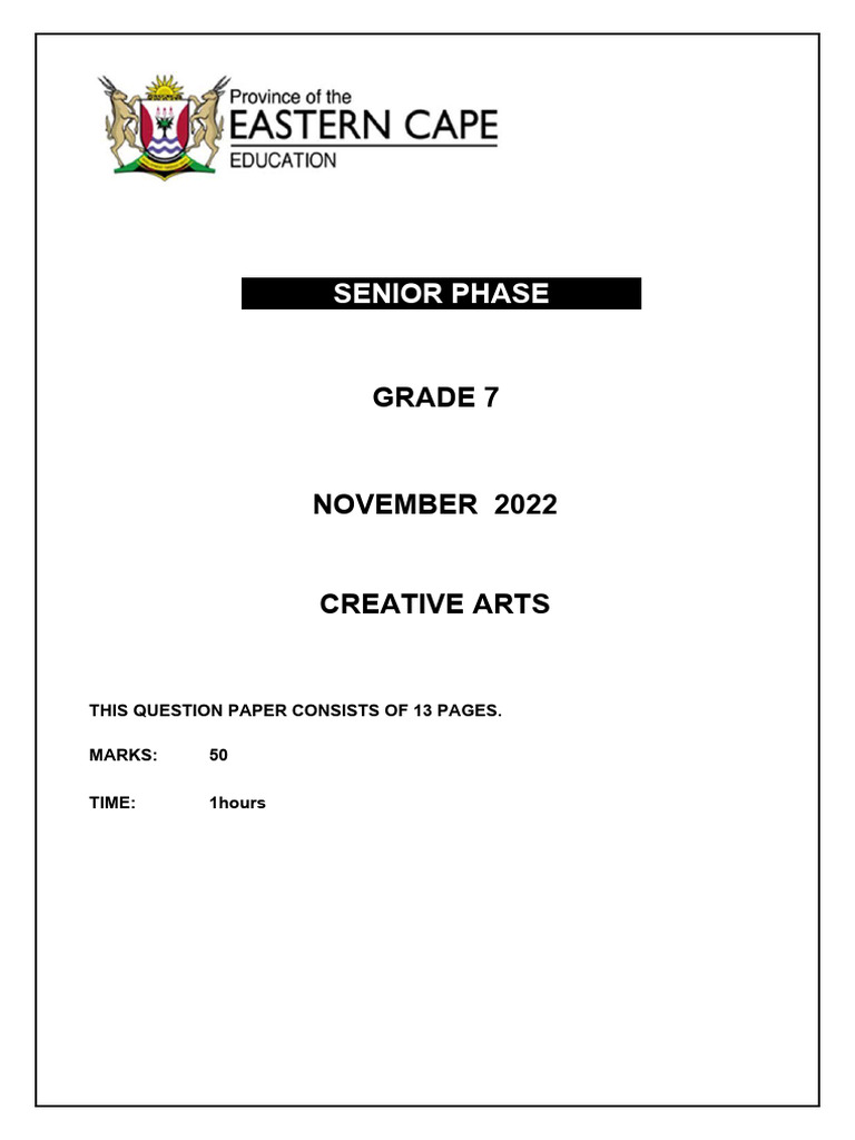 Creative Arts Grade 7 November 2022 | PDF | Language Arts & Discipline