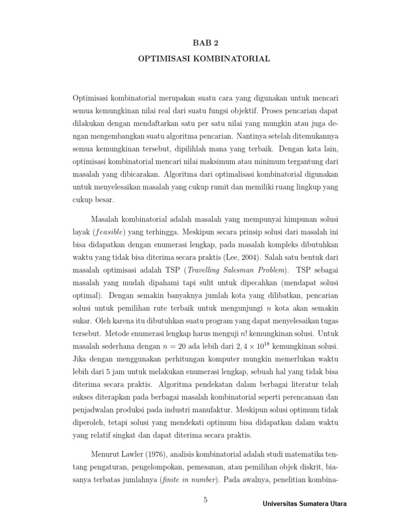 Bab 2 Optimisasi Kombinatorial | PDF | Metode & Bahan Ajar | Komputer
