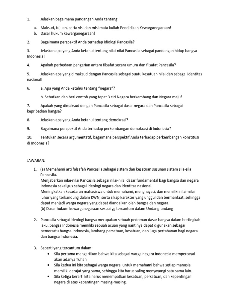 JWB UTS KWN - Kls A16 - FAUZI RIDWAN - 3023210326 | PDF | Ilmu Sosial