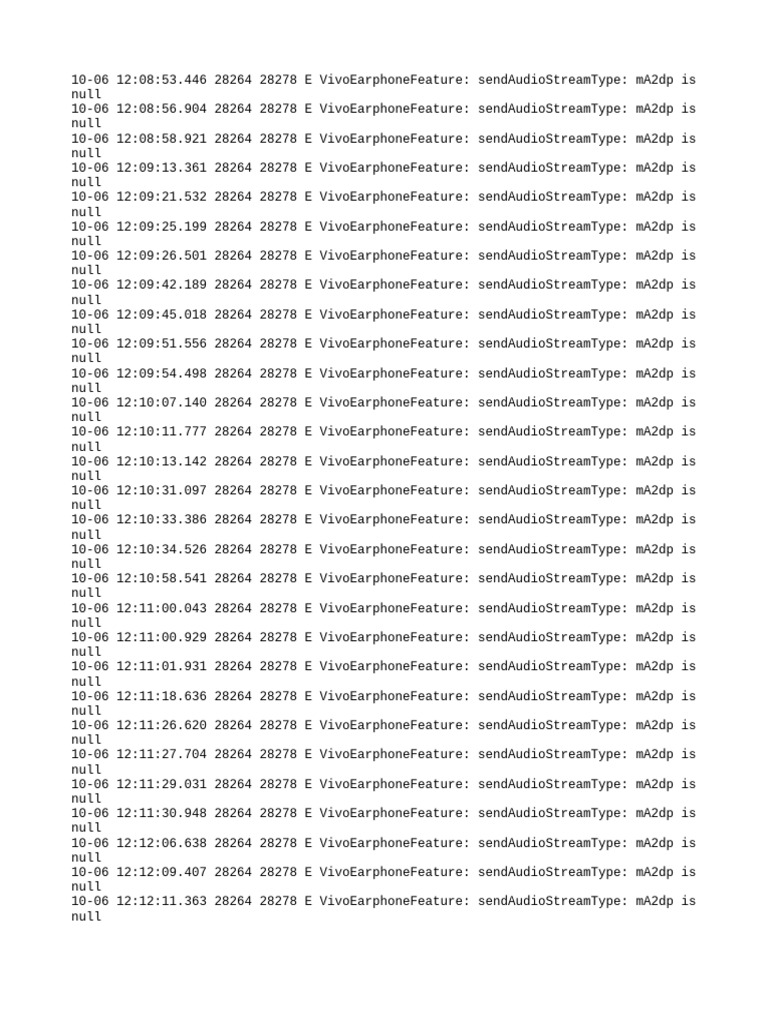 Vivo Earphone Feature Error Logs | PDF | Computing | Computer Engineering