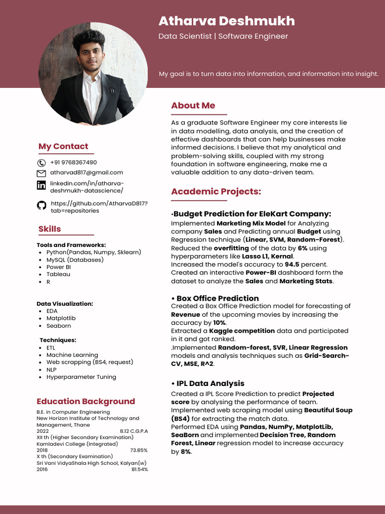 Data Scientist & Software Engineer Profile | PDF | Data Analysis | Data Science