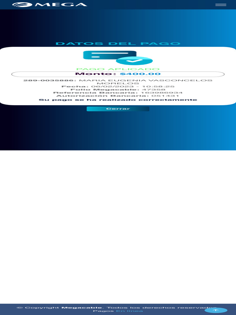 Pago en Línea Megacable Confirmado | PDF