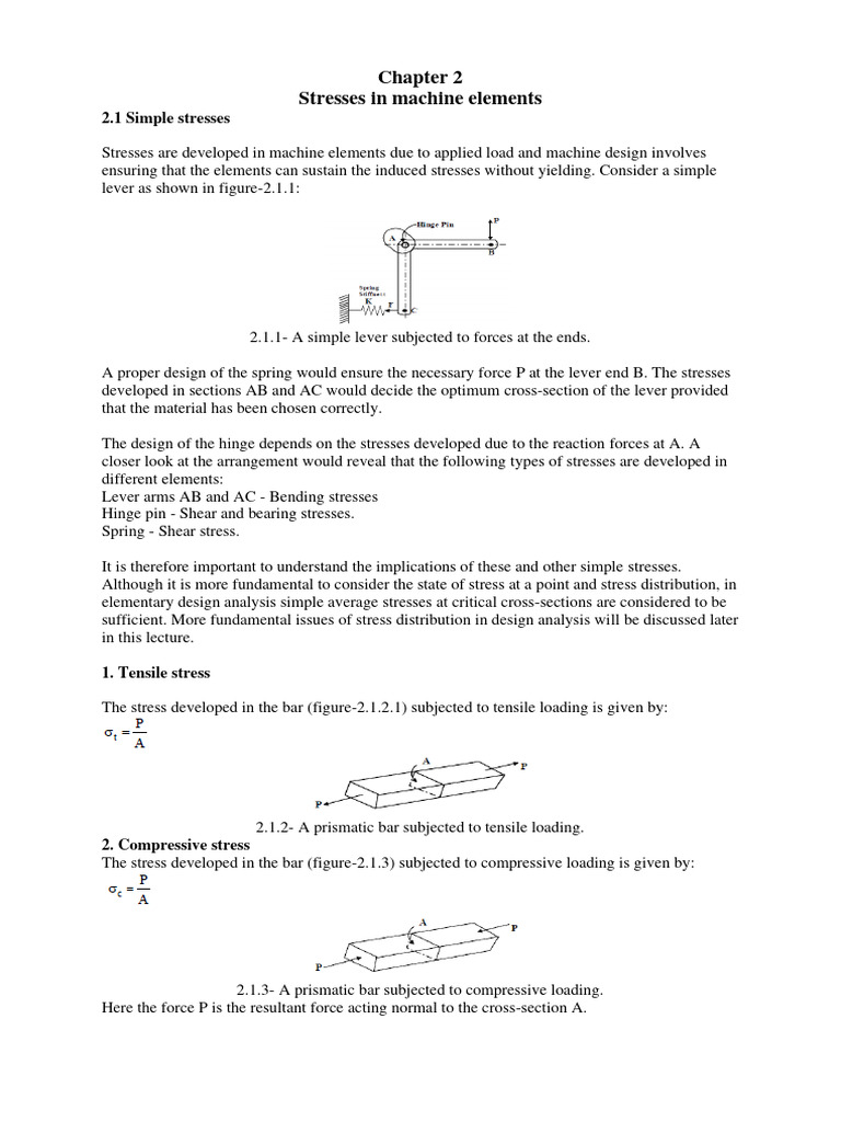 Chapter 2 - Stresses in Machine Elements-1 | PDF | Stress (Mechanics) | Bending