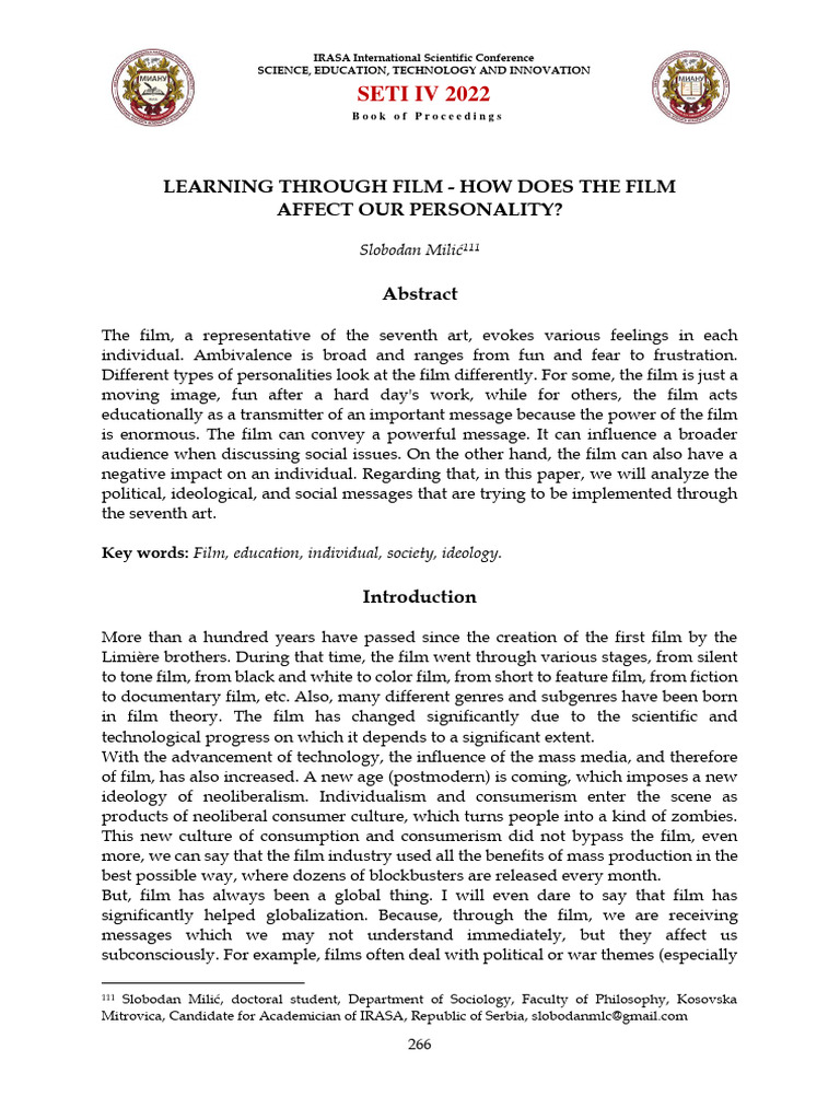 Learning Through Film How Does The Film | PDF | Propaganda | Psychology