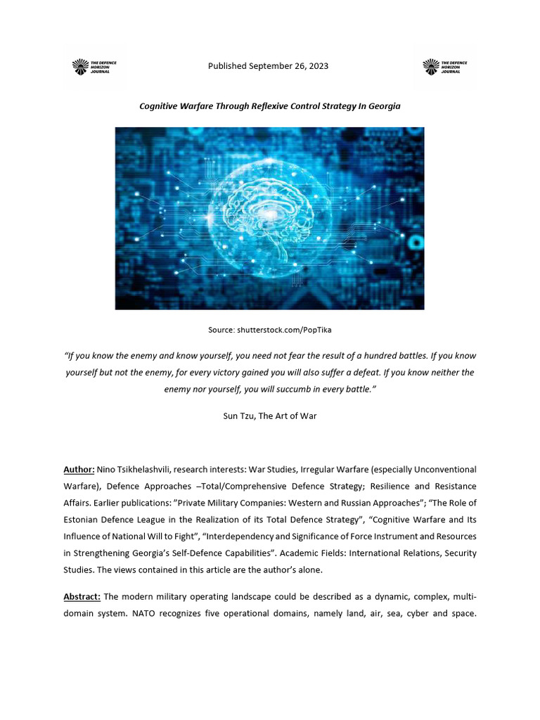 Cognitive Warfare Through Reflexive Control Strategy in Georgia | PDF ...
