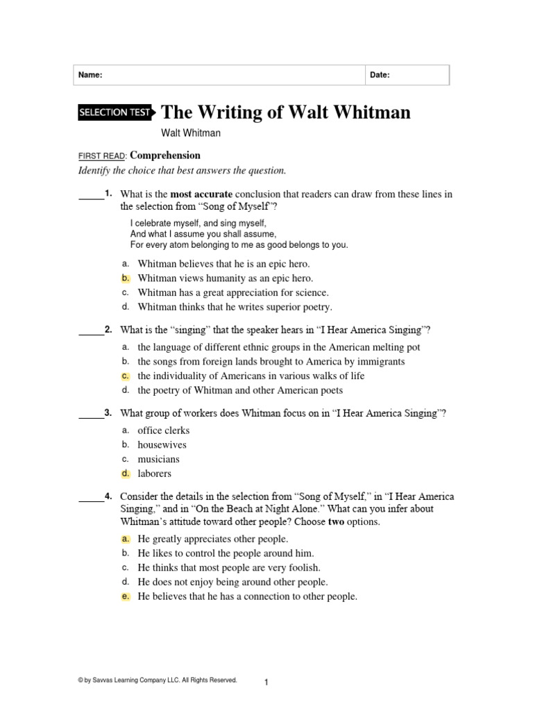 Analyzing Walt Whitman's Poetry | PDF | Poetry | Walt Whitman