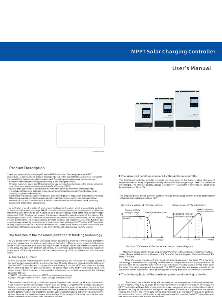 SCL Series MPPT Solar Charge Controller 12V 24V 48V 96V 30A - 100A User Manual | Download Free ...