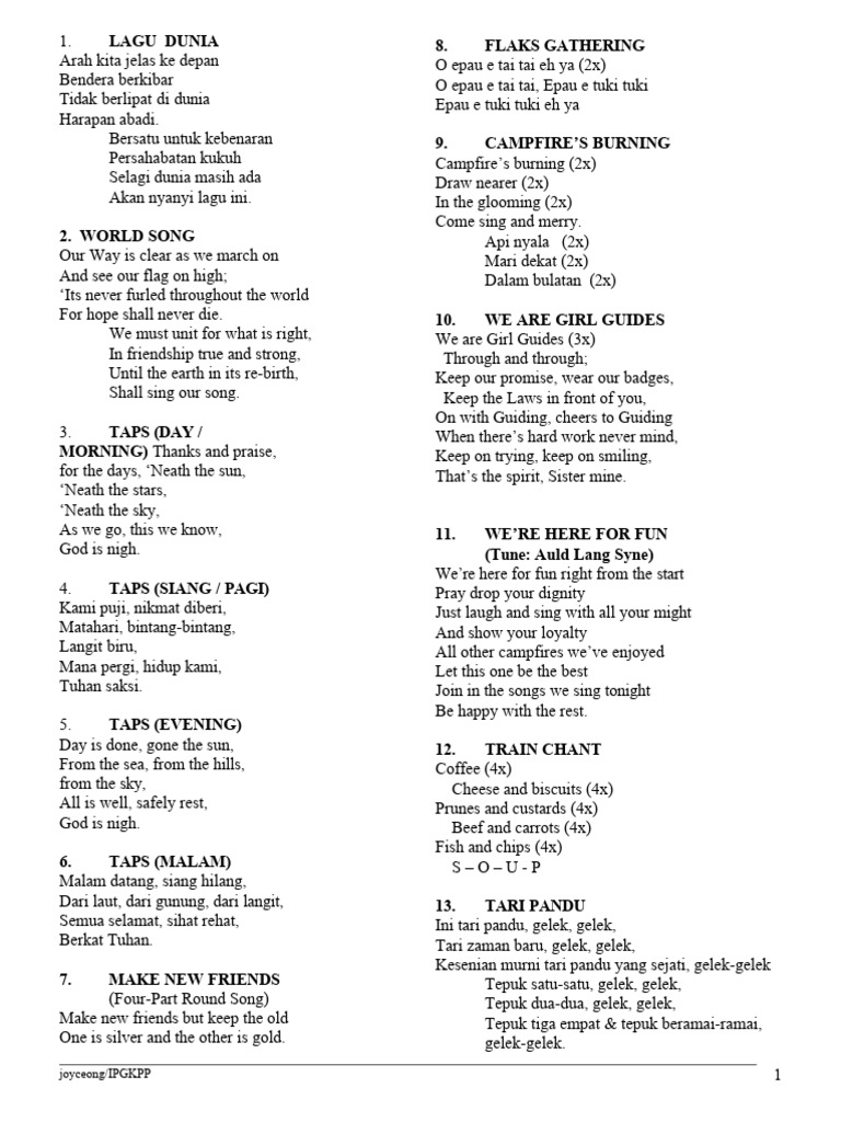 Lagu Lagu Pandu Puteri | PDF