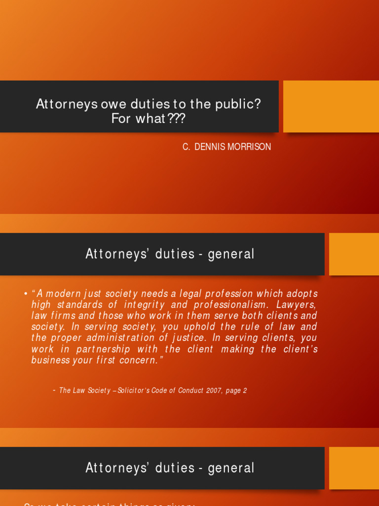 Dennis Morrison Duty To The P/ublic | Download Free PDF | Lawyer | Rule ...