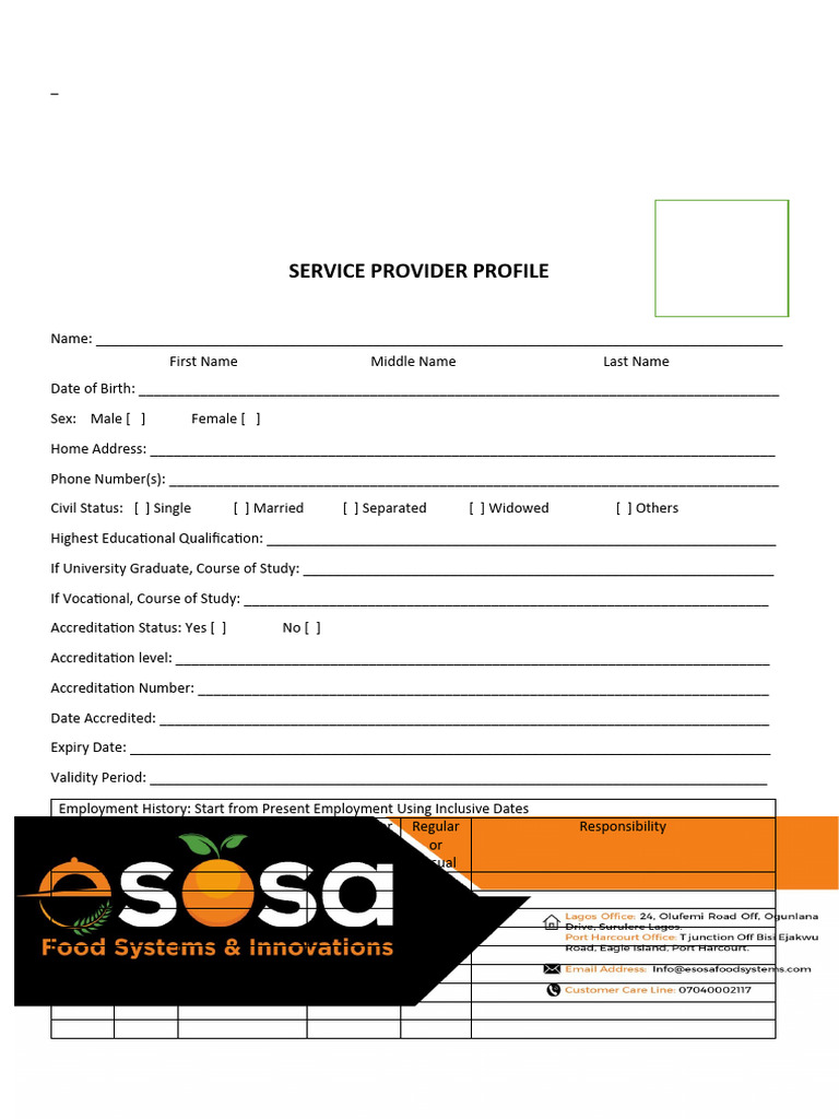 Service Provider Profiling Form | Download Free PDF | Business Law ...