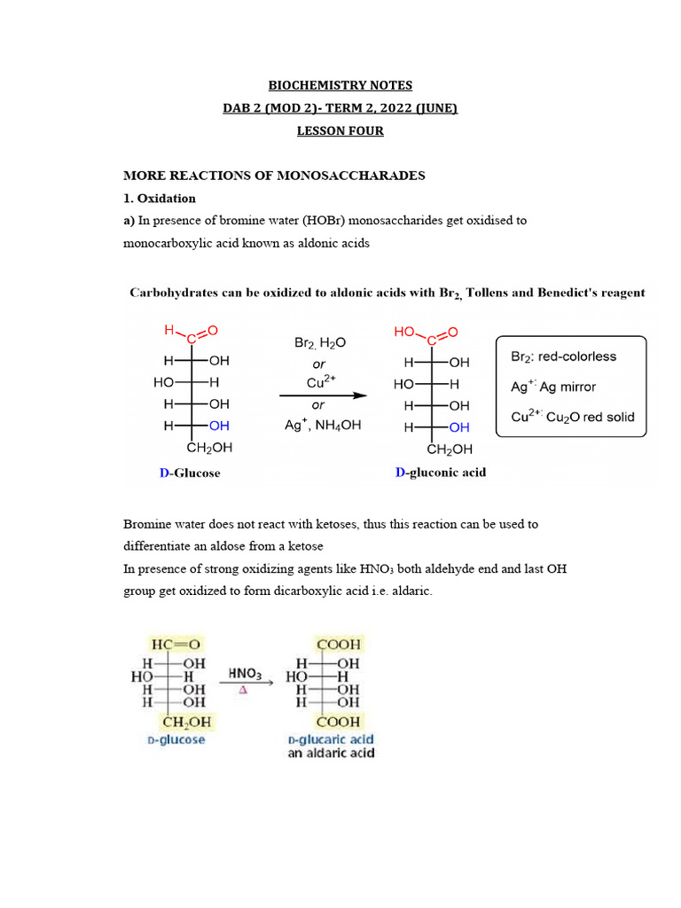 Lesson Four-Dab 2 (Mod) (2023) - Biochem-Jan | PDF | Glucose | Hydrolysis