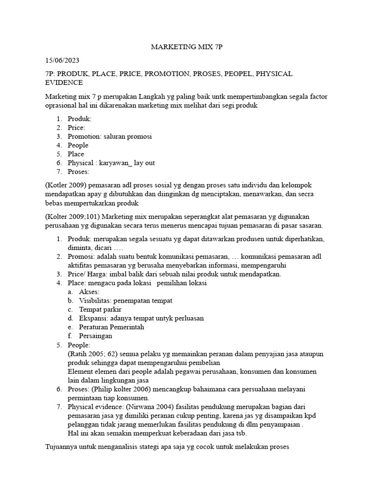 Marketing Mix 7P | PDF