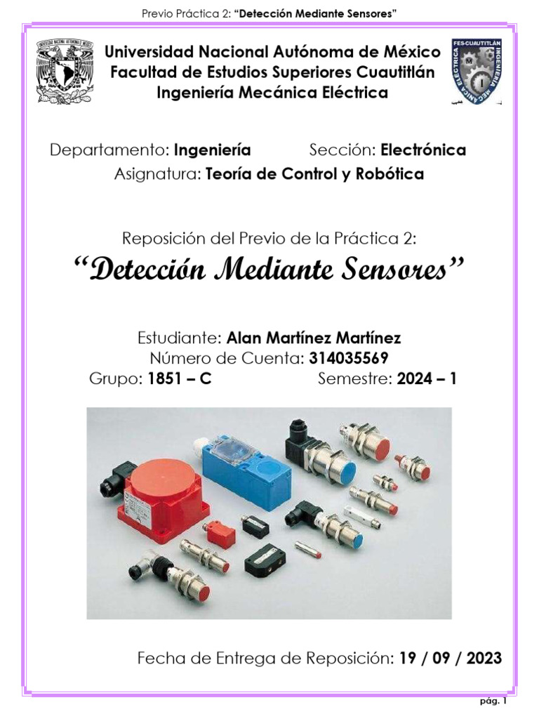 Previo 2 Lab Teoría de Control y Robótica | PDF | Sensor | Electrónica