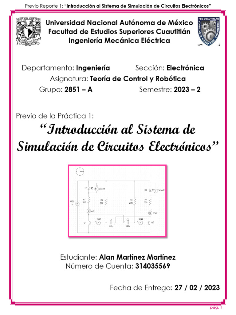 Previo 1 - Lab Teoría de Control y Robótica | PDF | Electrónica ...