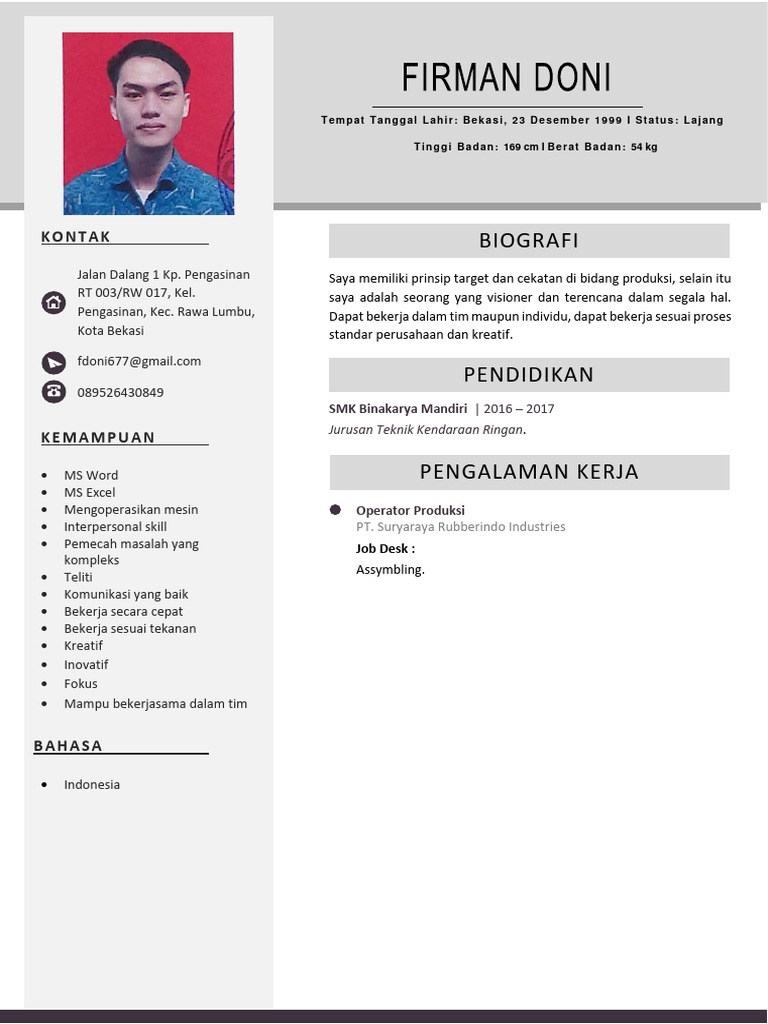 CV+Berkas Firman Doni | PDF