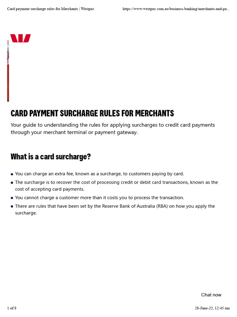 Card Payment Surcharge Rules For Merchants Westpac | PDF | Debit Card ...
