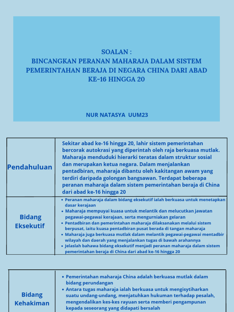 Peranan Maharaja Dalam Sistem Pemerintahan Beraja Di Negara China Dari ...