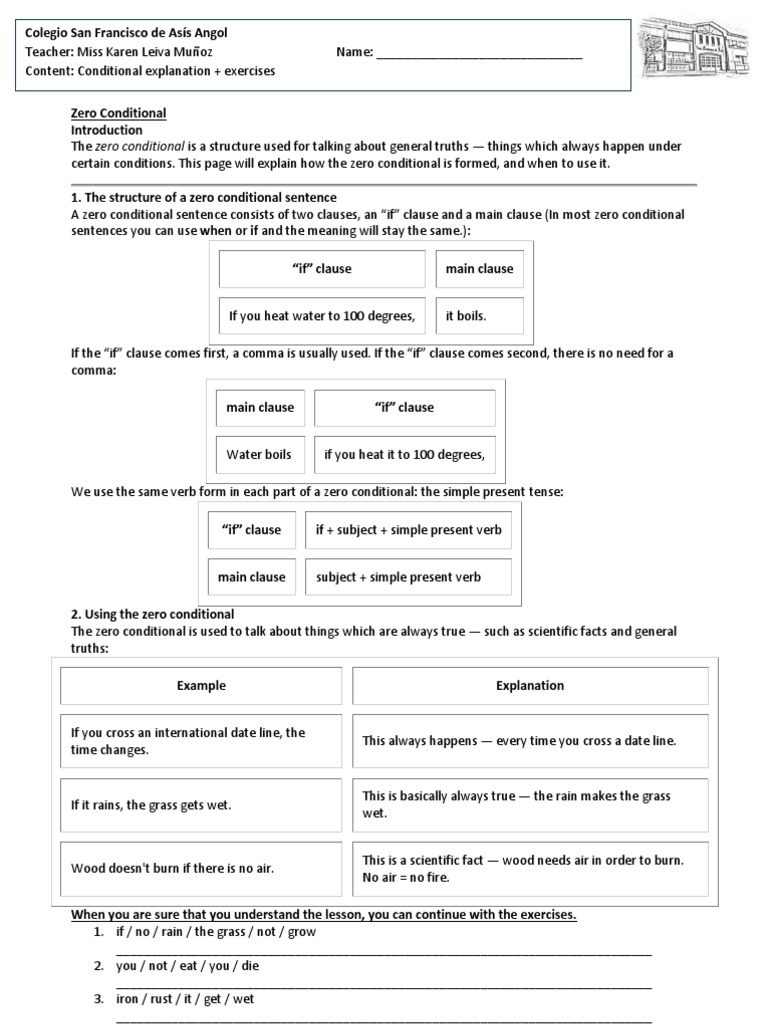 Zero Conditional Explanation | PDF | Clause | Sentence (Linguistics)