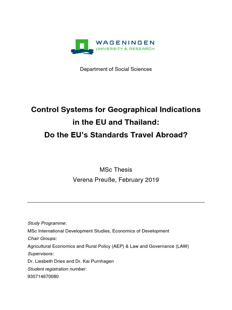 Control Systems for Geographical Indications in T-groen Kennisnet ...