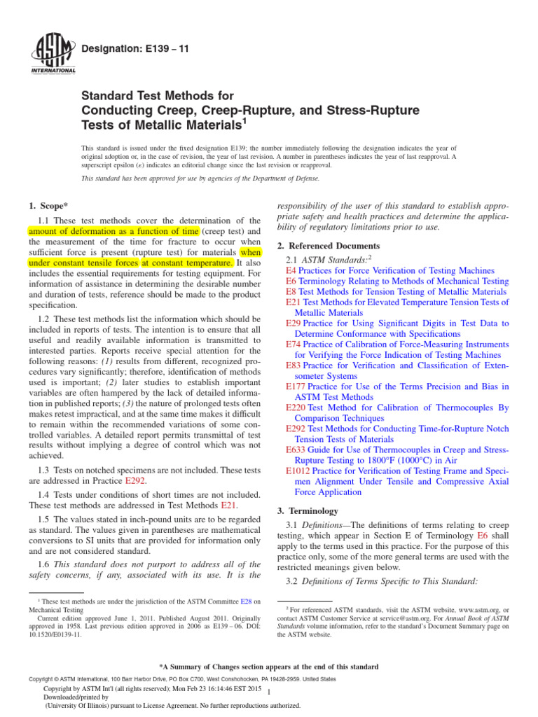 E139-11 - Standard Test Methods For Conducting Creep, Creep-Rupture ...
