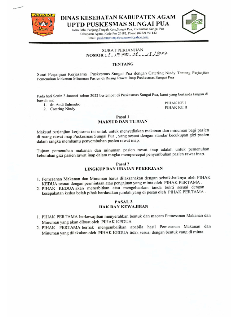 MOU Catering Gizi | PDF