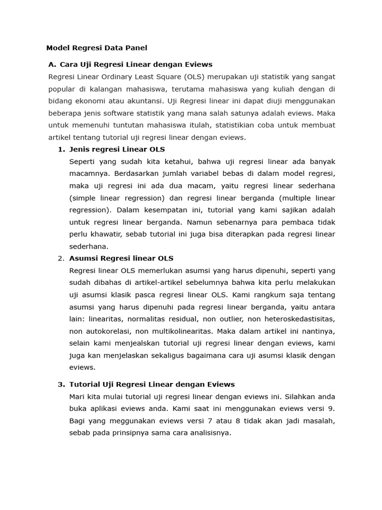 Regresi Data Panel | PDF