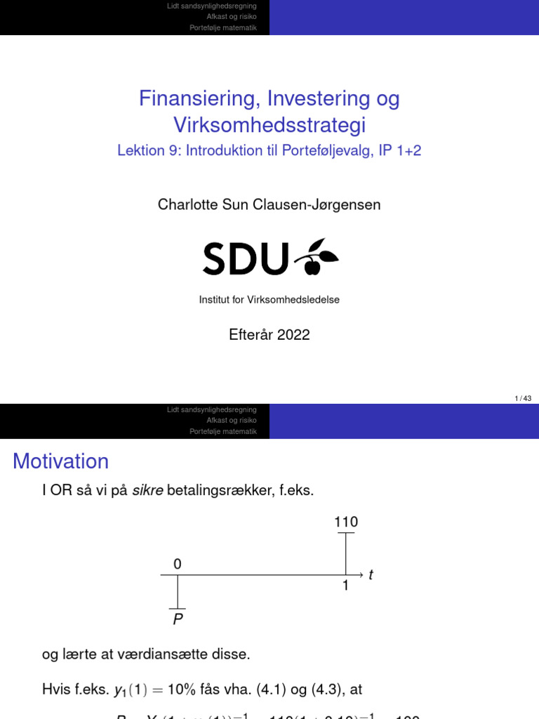 Introduktion Til Porteføljevalg, IP 1+2 | PDF