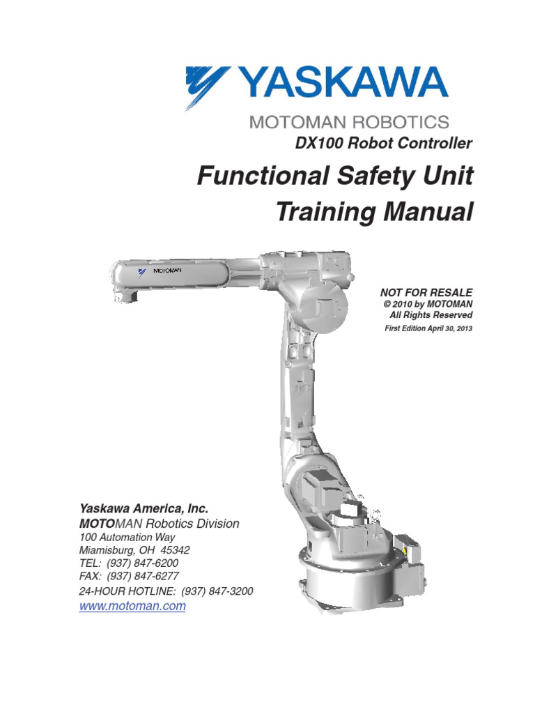 Functional Safety Unit Training Manual: DX100 Robot Controller | PDF ...