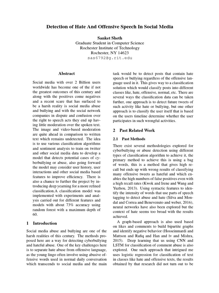 Detection Hate Offensive | PDF | Statistical Classification | Social Media Detection Hate Offensive | PDF | Statistical Classification | Social Media