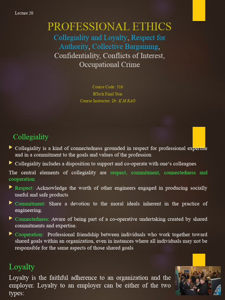 Collegiality & Loyalty | PDF | Loyalty | Employment