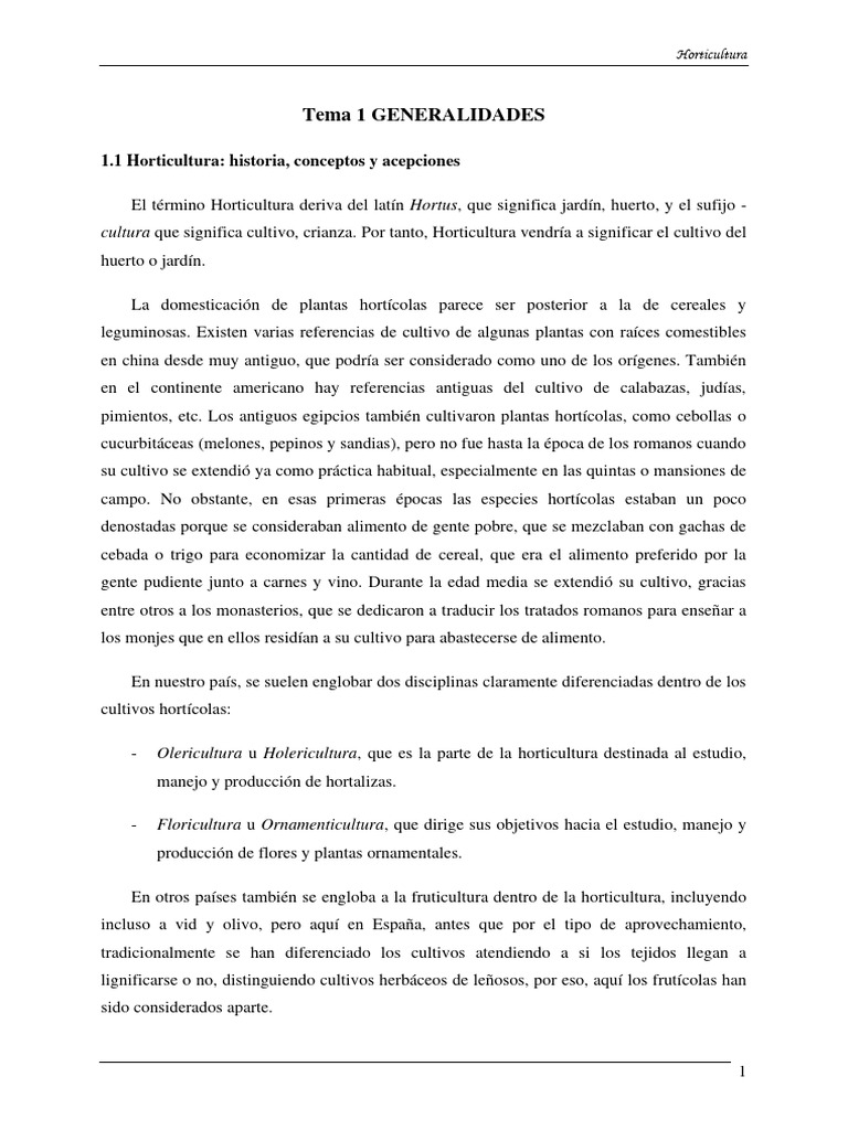 Tema01 Generalidades Horticultura PDF Gia 23 24 | PDF | Agricultura | Horticultura