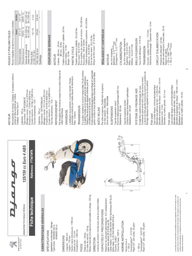 Fiche Technique Django 125 ABS 4 | PDF