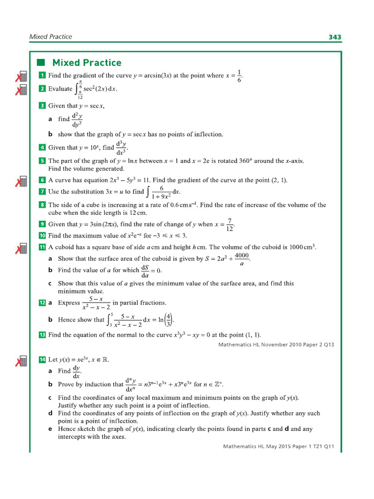 Further Calculus, Series & Differential Equations (Mixed Practice) - Hodder HL 2019 | PDF