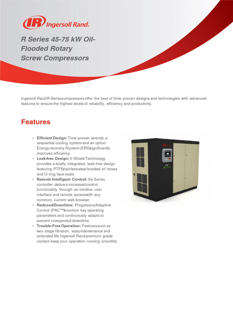 R Series 45 75 KW Oil Flooded Rotary Screw Compressors - en | PDF