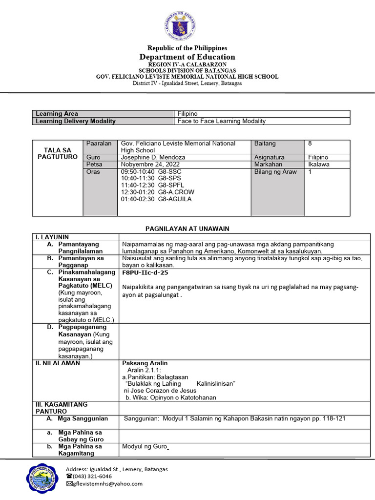 Dll Wik 2 Balagtasan Paraan Ng Panliligaw Noon At Ngayon Pdf
