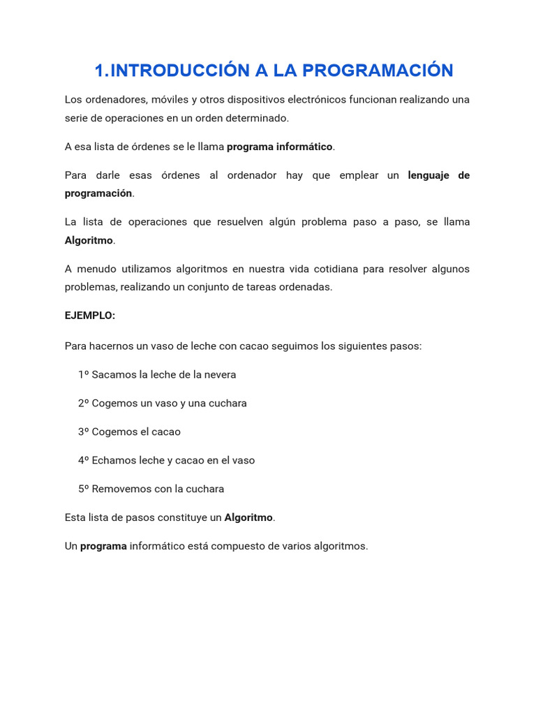TAREA Miércoles_Unidad 1_ Introducción a la programación (1) | PDF | Algoritmos | Programación ...