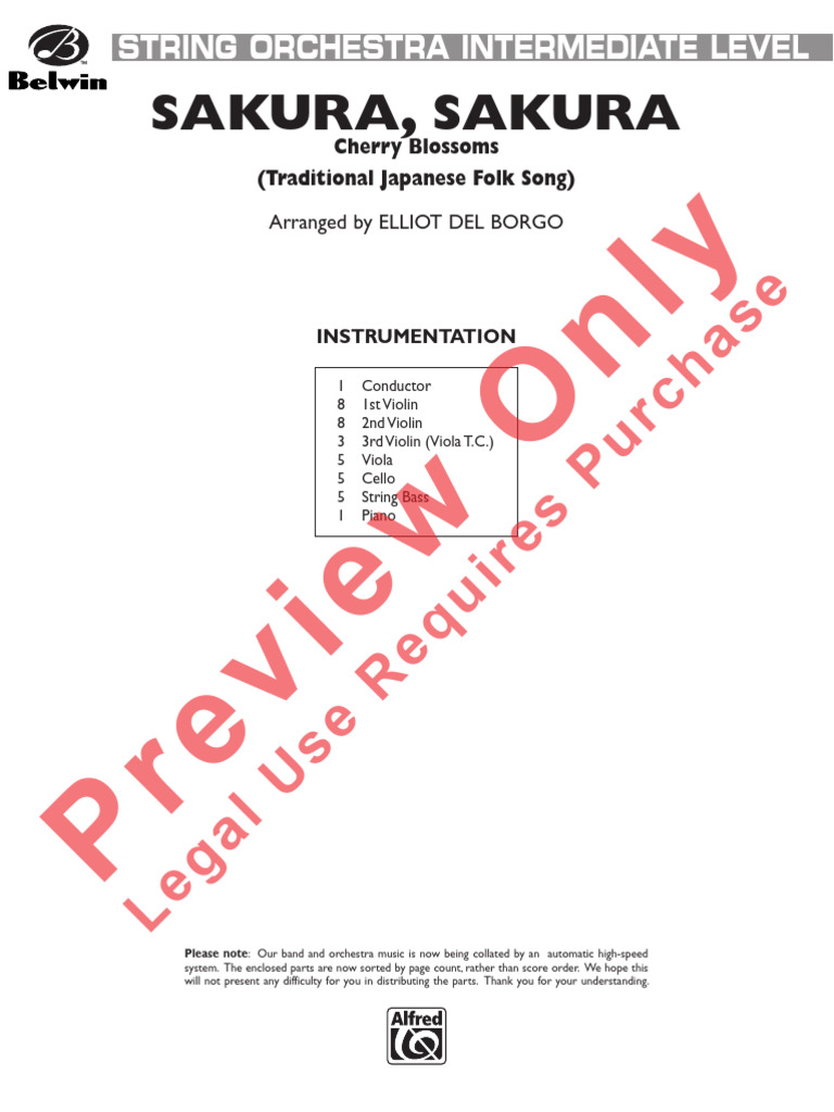 Sakura - String Orchestra - Score Only | PDF | String Instruments | Violin