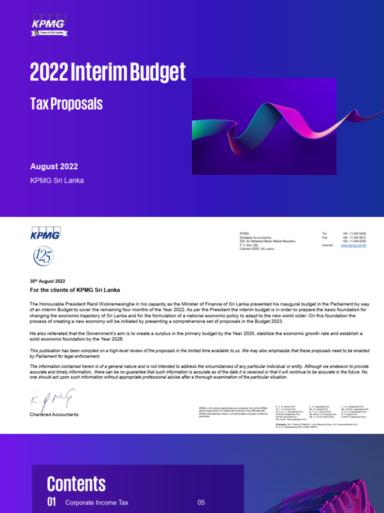 KPMG 2022 Interim Budget - Tax Proposal | PDF | Taxes | Value Added Tax