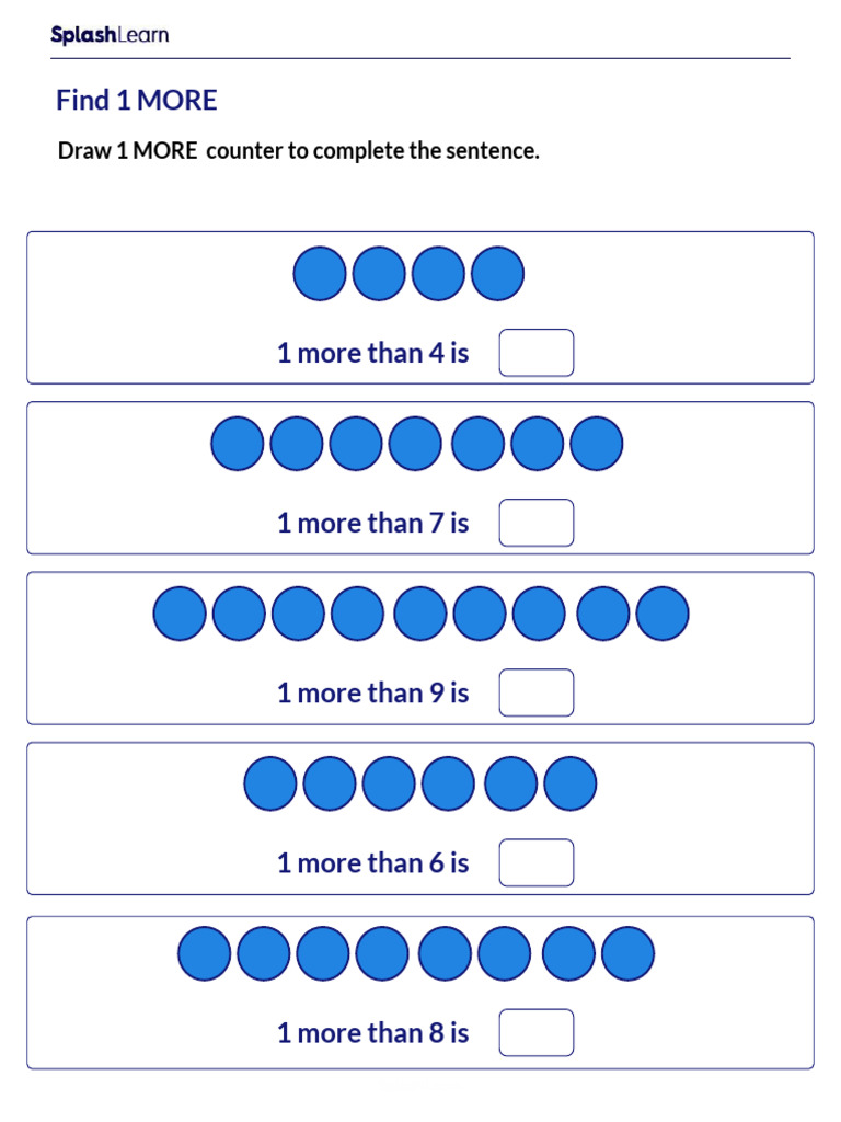 Find 1 More Than A Number Worksheet | PDF