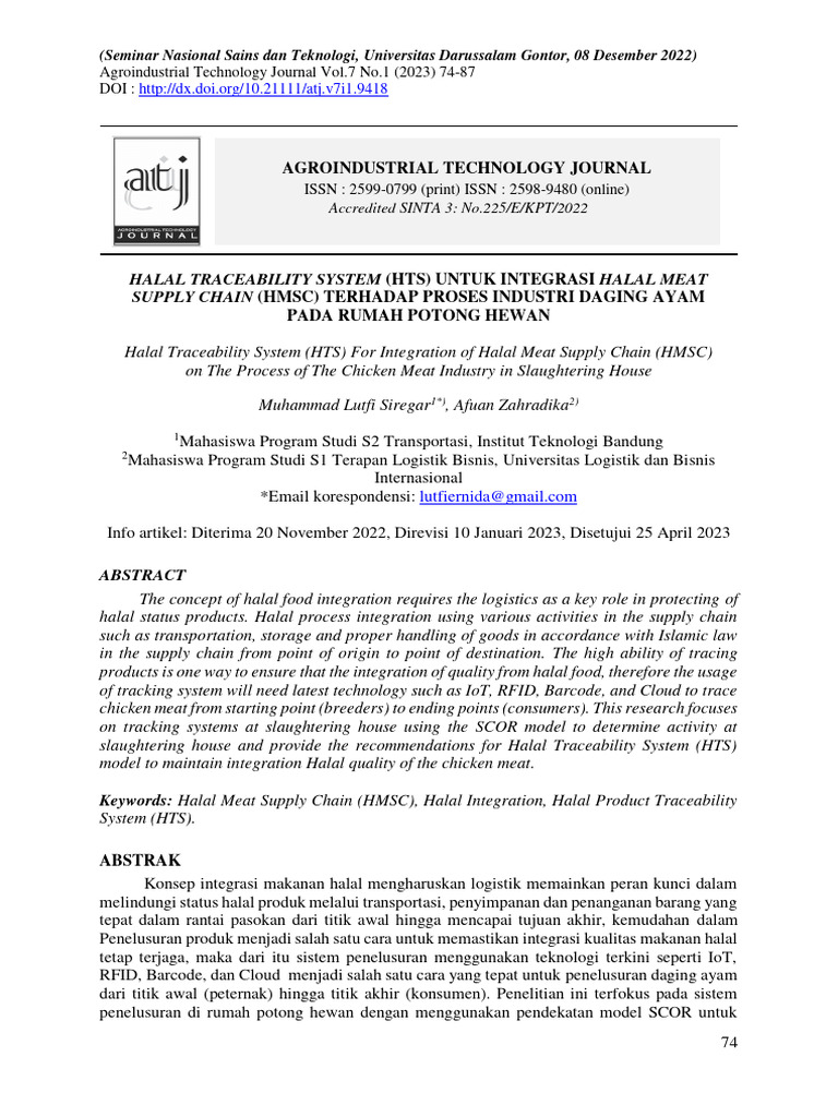 Halal Traceability in Chicken Supply Chain | PDF