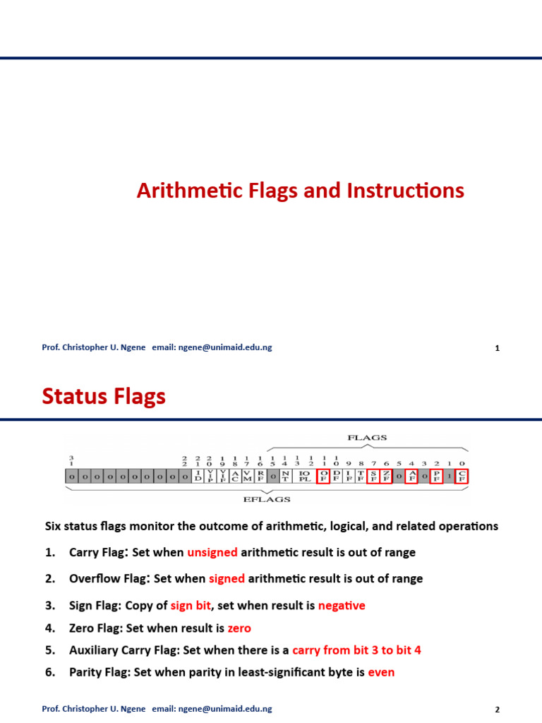 Arithmetic Flags & Instructions Guide | PDF | Mathematics | Mathematical Notation