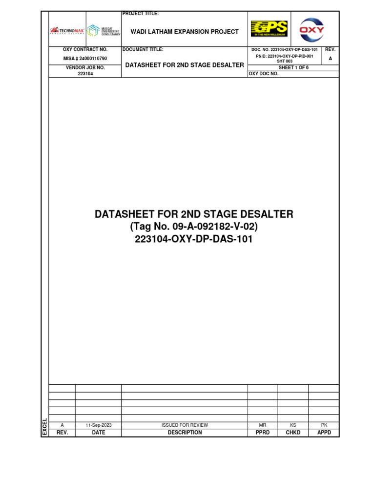 Datasheet: 2nd Stage Desalter | PDF | Density | Viscosity