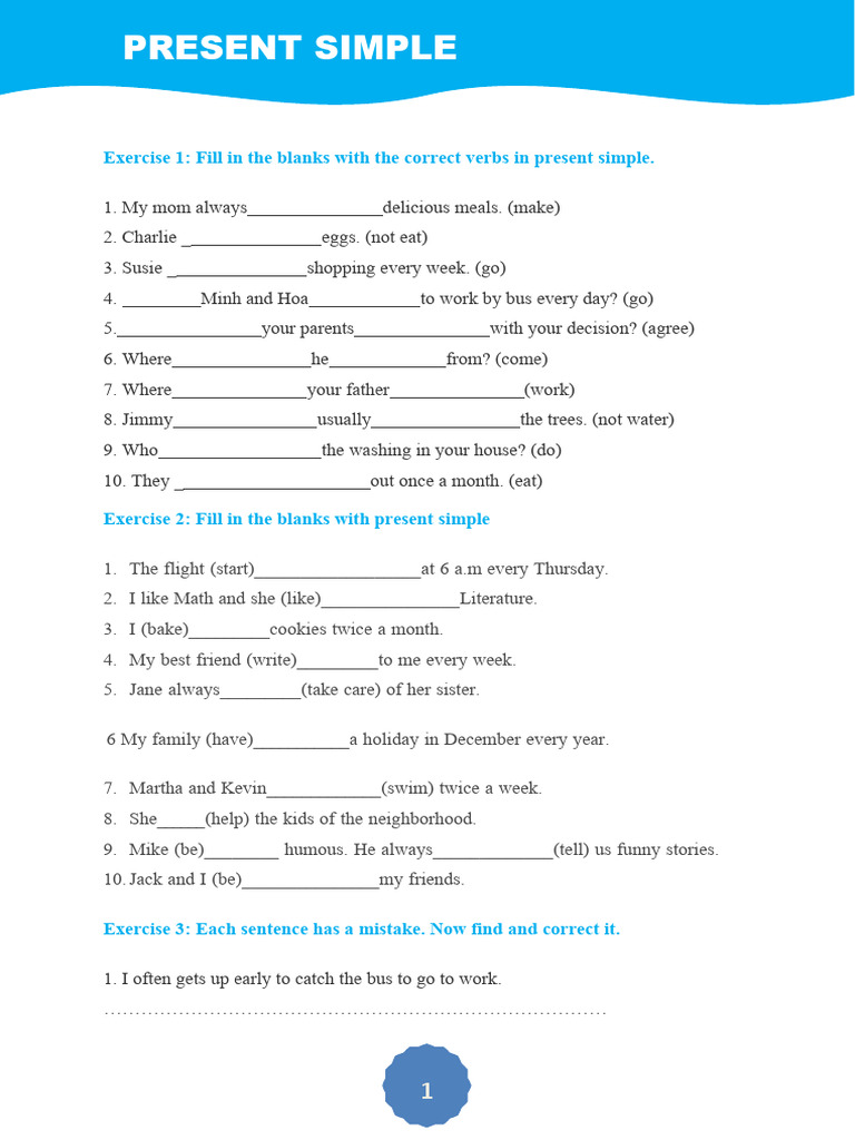 Present Simple - Worksheet 2 | PDF