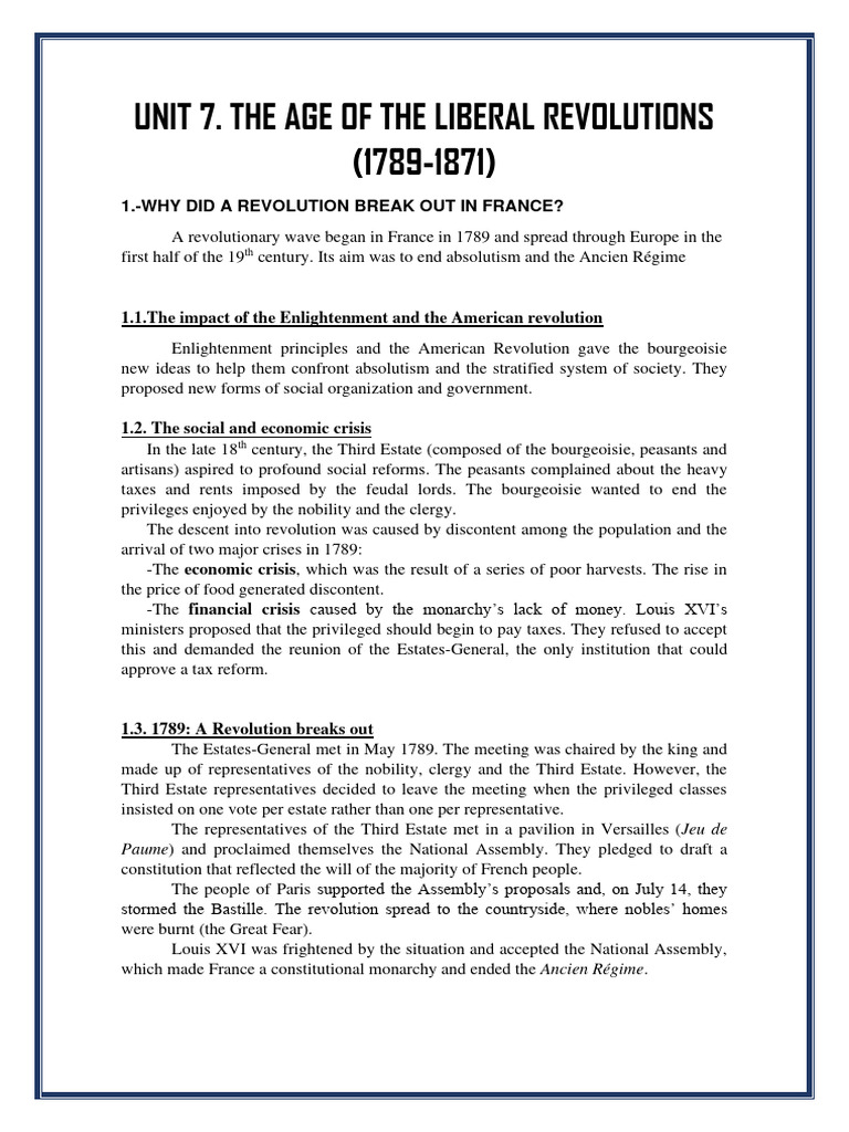Summary Unit 7 | PDF | First French Empire | French Revolution