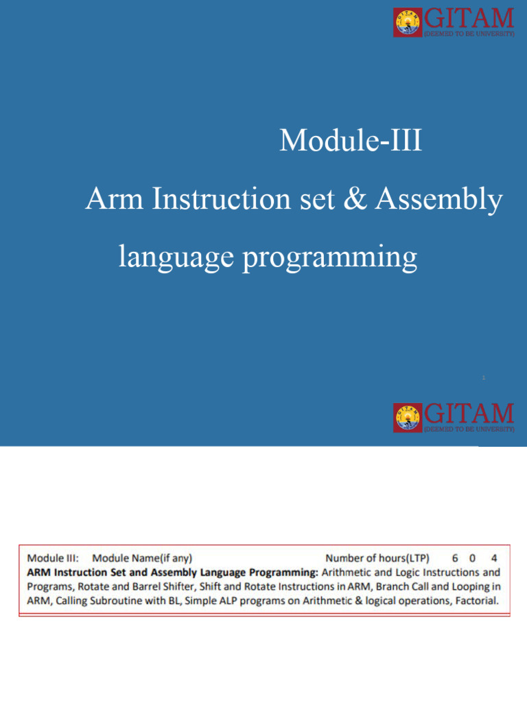 Module 3 Embeeded Systems Arm Instruction Set & Alp | PDF | Central ...