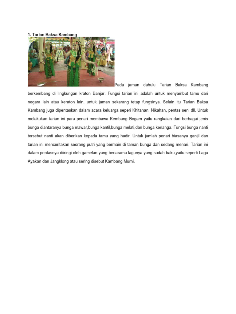 Penjelasan Tarian Suku Banjar | PDF