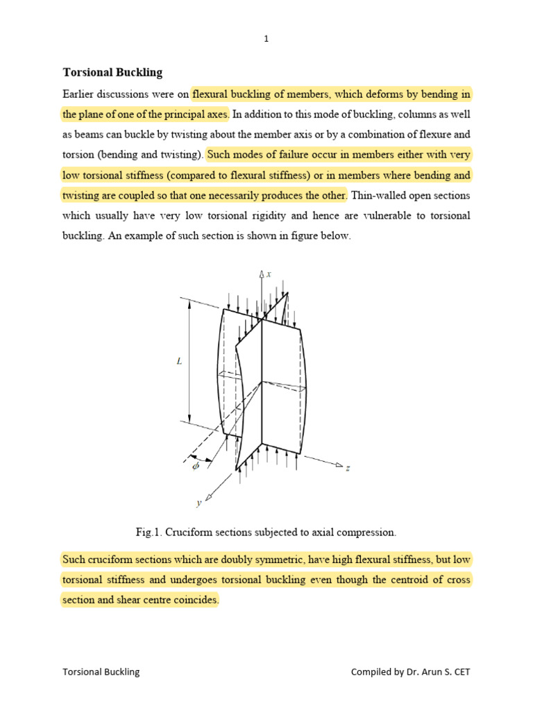 Torsional and Lateral Torsional Buckling | PDF | Buckling | Bending