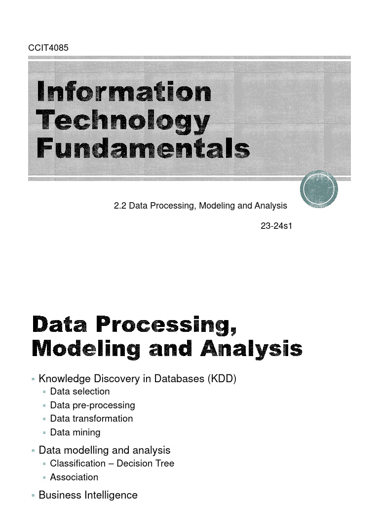Information Technology Fundamentals: CCIT4085 | PDF | Data Mining | Machine Learning