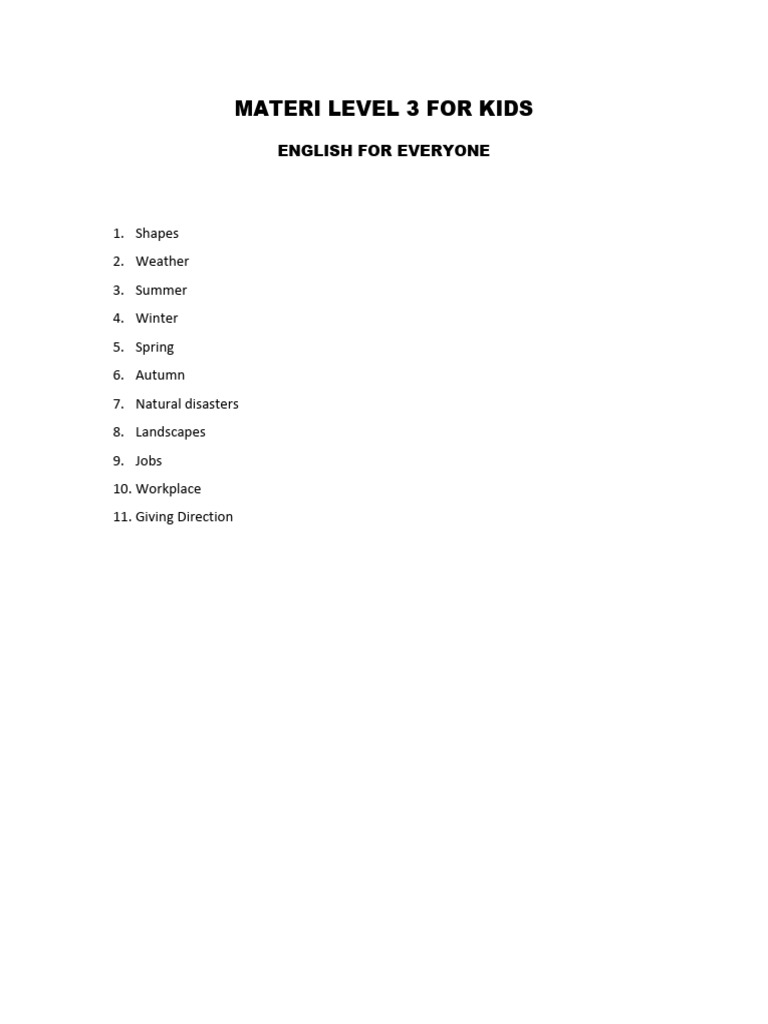 Materi Level 3 For Kids | PDF | Home & Garden